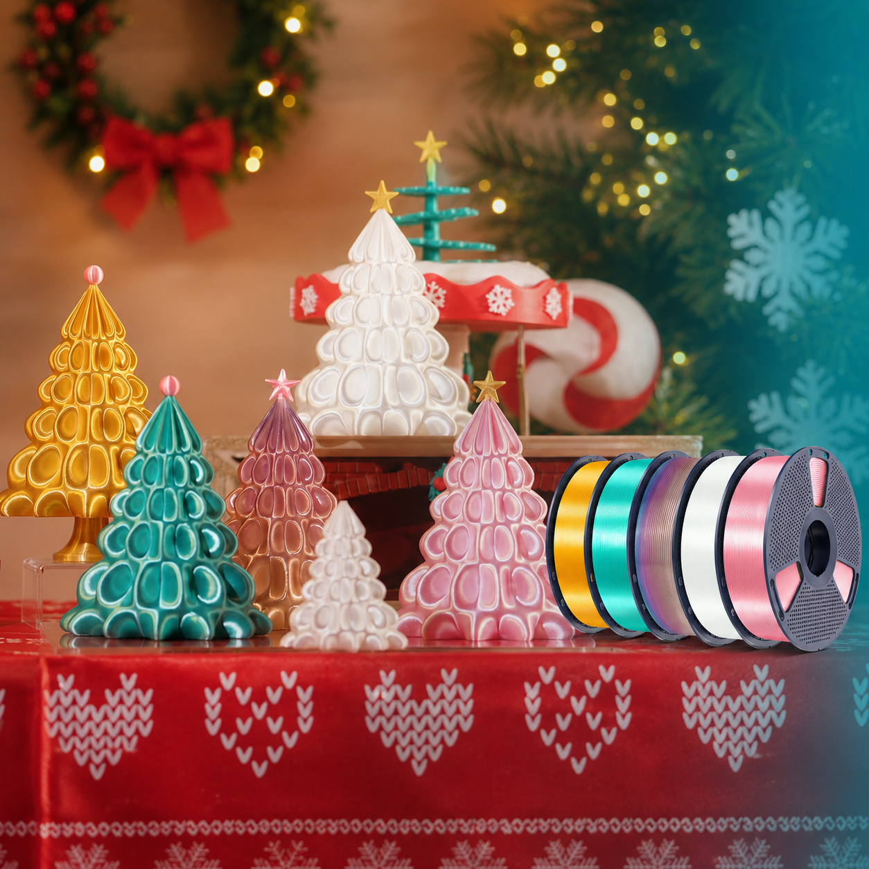 SUNLU Christmas Aesthetic Tree Silk Decor Bundle — Silk Filament 1KG × ...