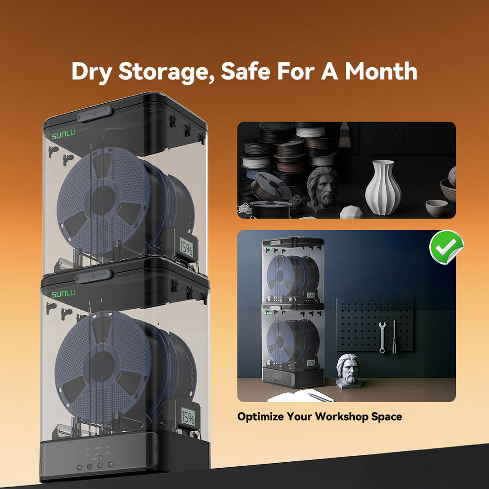SUNLU FilaDryer SP2, 2-in-1 Filament Dryer Combine with Storage Box Up ...