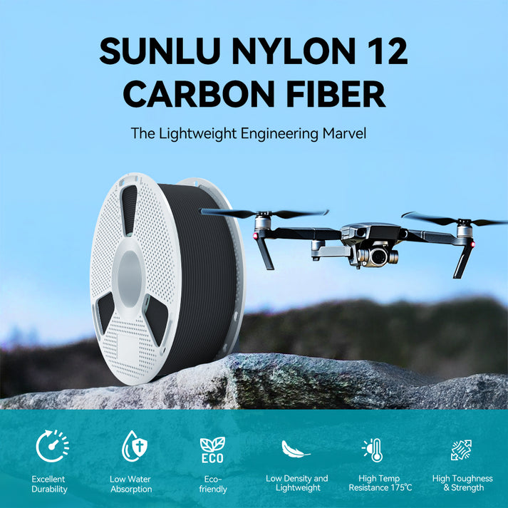 SUNLU Nylon12+Carbon Fiber (PA12-CF) 3D Printer Filament 1KG | SUNLU ...
