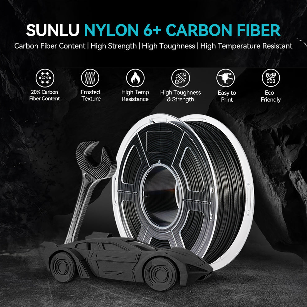 SUNLU Nylon6+Carbon Fiber (PA6-CF) 3D Printer Filament 1KG | SUNLU ...