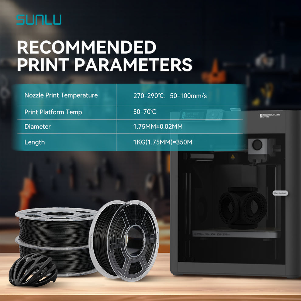 SUNLU Nylon6+Carbon Fiber (PA6-CF) 3D Printer Filament 1KG | SUNLU ...