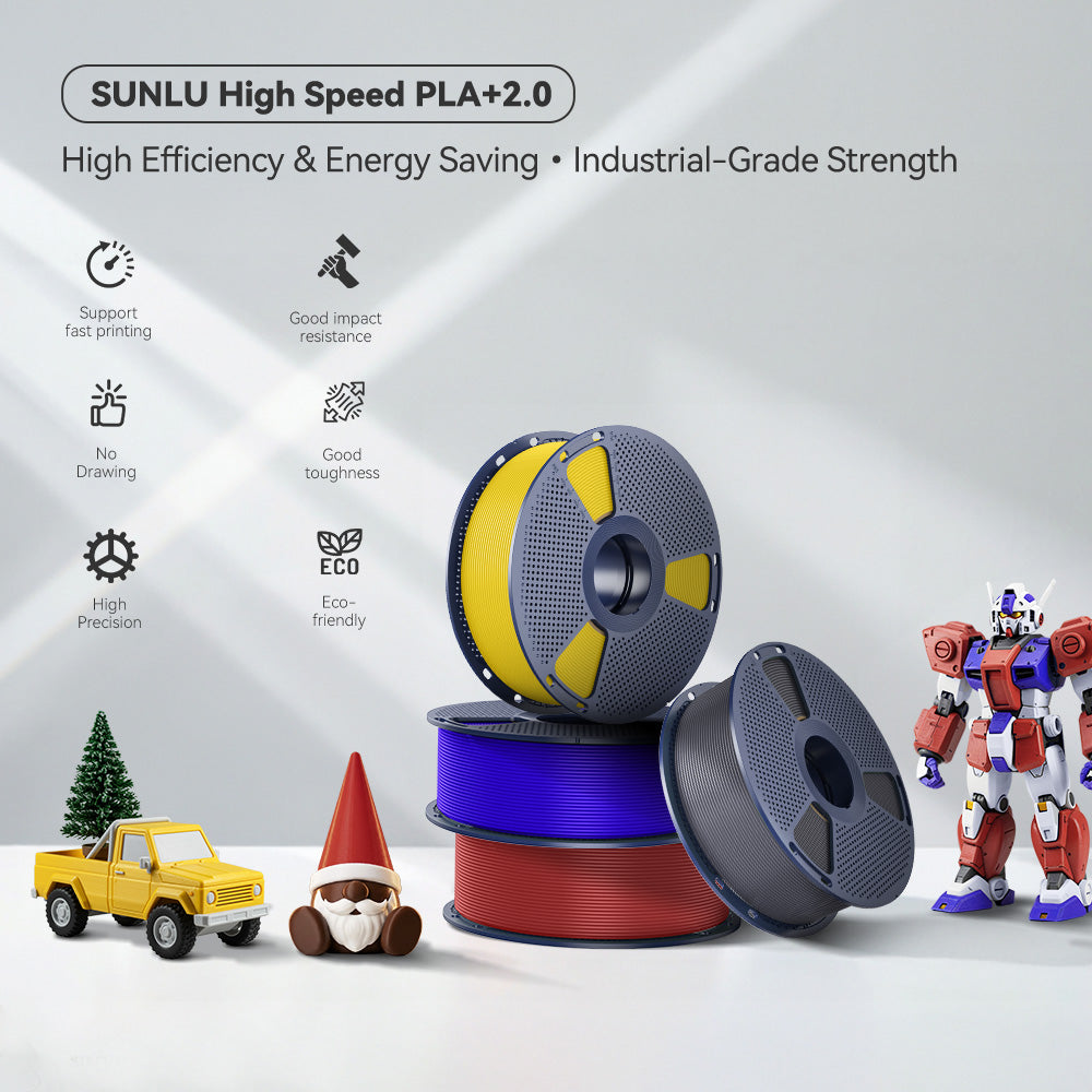 SUNLU PLA+ Filament | High Strength & Fast 600mm/s Printing