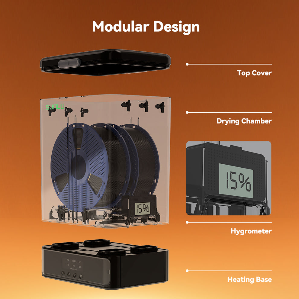 SUNLU FilaDryer SP2, 2-in-1 Filament Dryer Combine with Storage Box Up ...